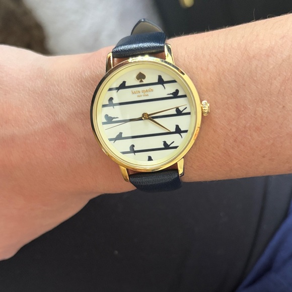 kate spade | Accessories | Kate Spade Gold And Navy Bird Motif Watch ...
